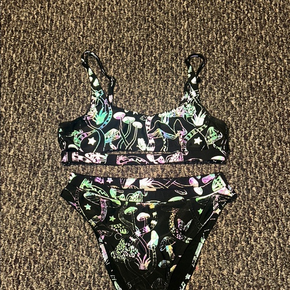 iHeartRaves | Swim | Reflective Mushroom Print 2 Piece Rave Fit Bikini ...